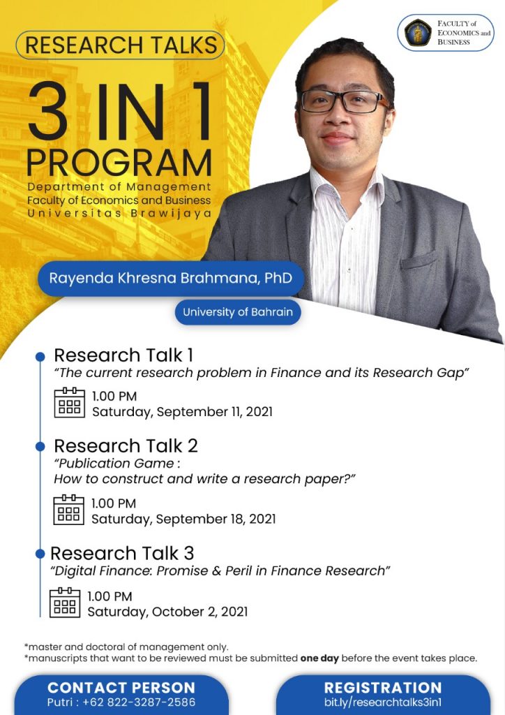 Reseach Talk, 3 in 1 Program Jurusan Manajemen Universitas Brawijaya ...