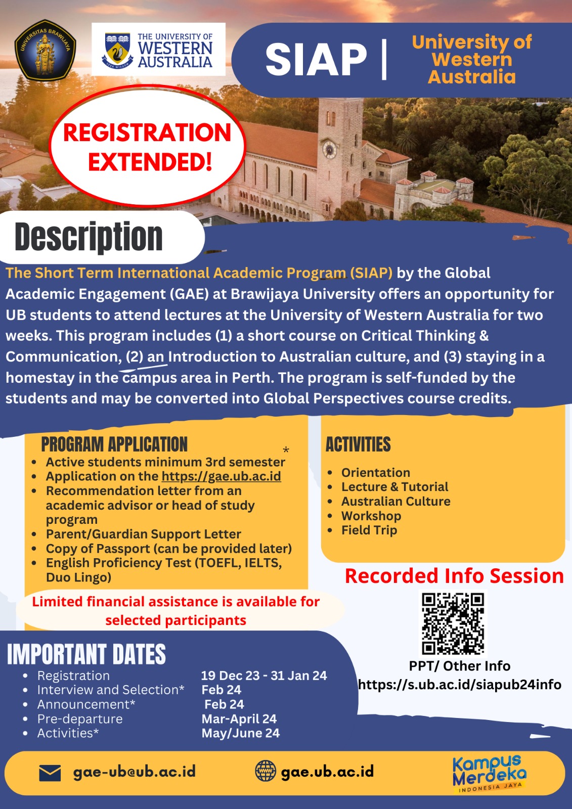 SIAP Registration Extended! UB x University of Western Australia ...