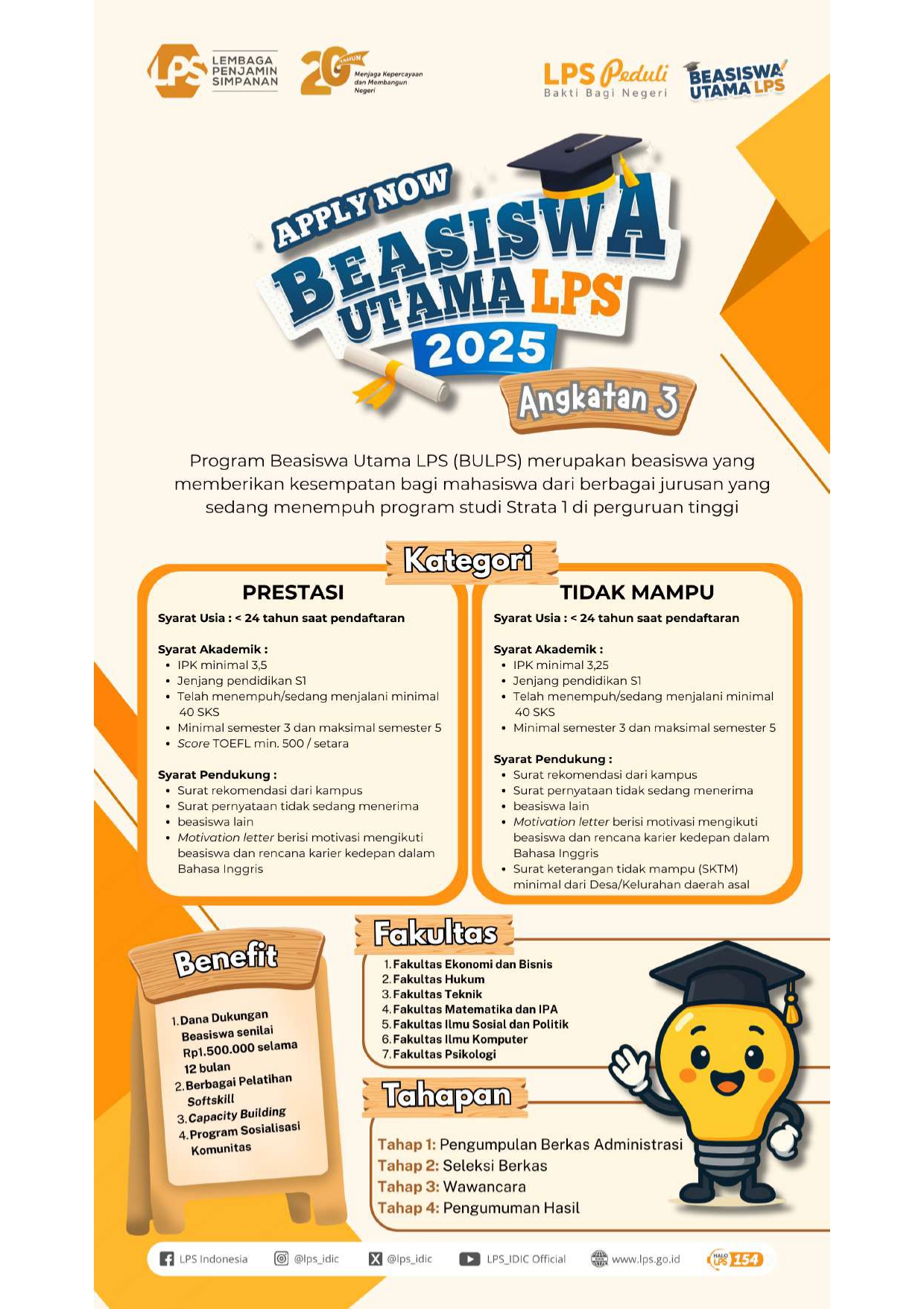Informasi Pendaftaran Beasiswa Utama LPS 2025 Angkatan 3 - Fakultas ...